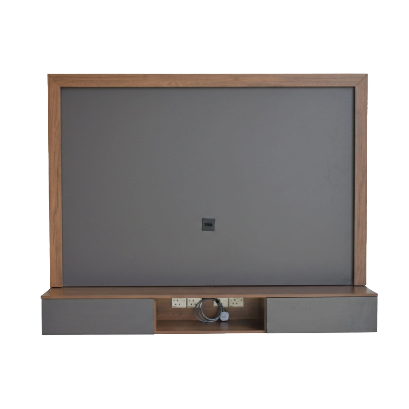Havyn 6ft Floating Hall Cabinet | 1800mm Cinnamon Oak & Slate LED Unit ...