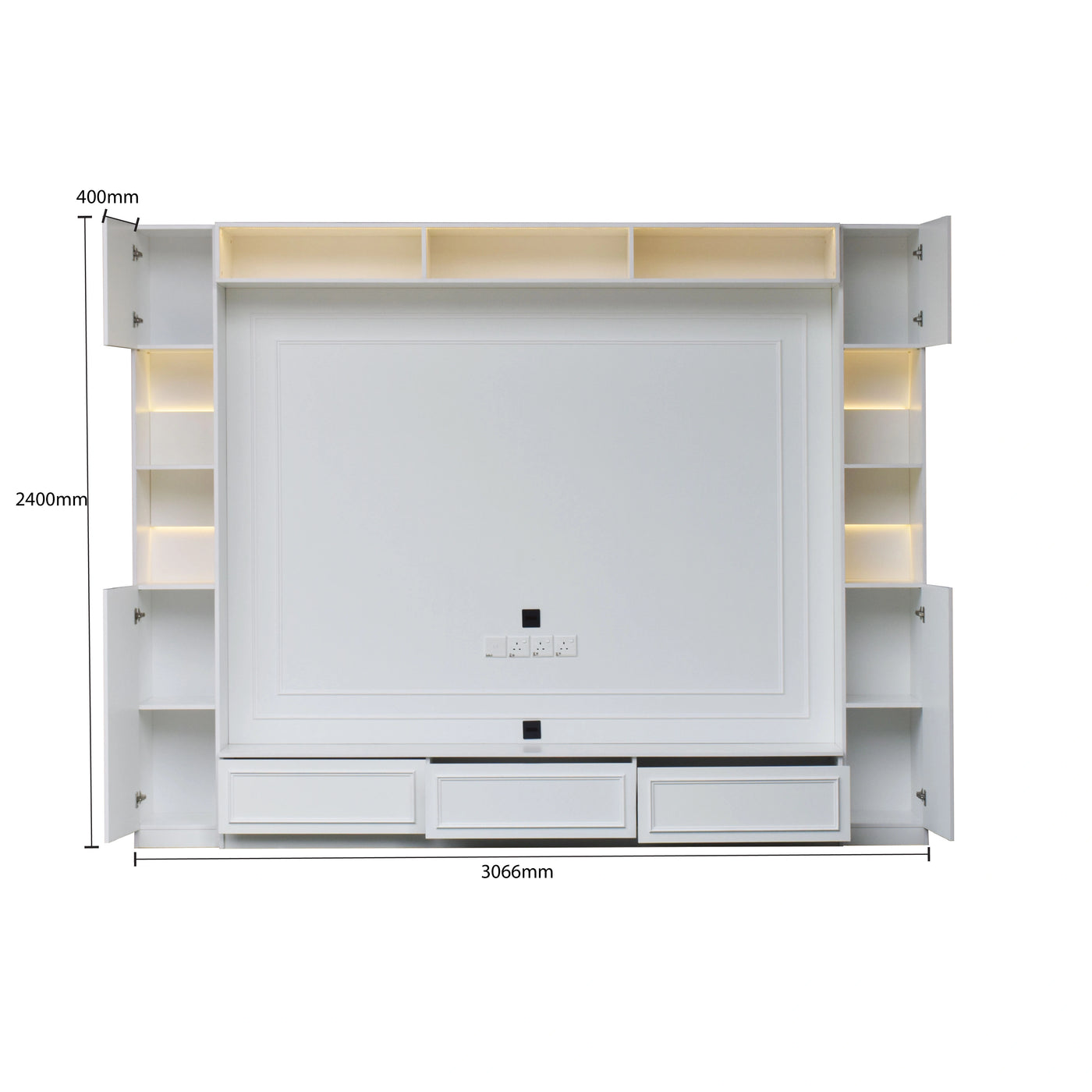 Virex 10ft Luxury Hall Cabinet | 3066mm White LED Storage Unit – Td ...